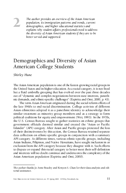(PDF) Demographics and Diversity of Asian American College Students