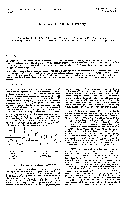 (PDF) Electrical discharge texturing
