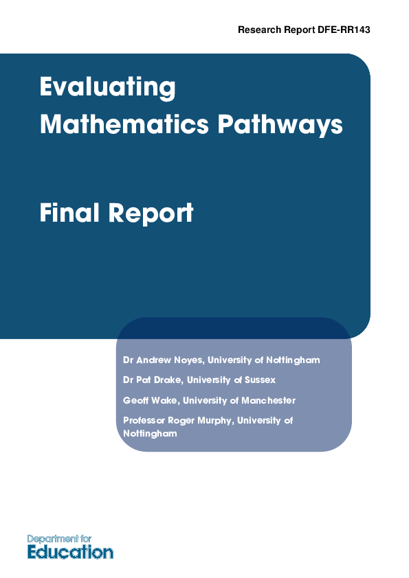 (PDF) Evaluating Mathematics Pathways Final Report