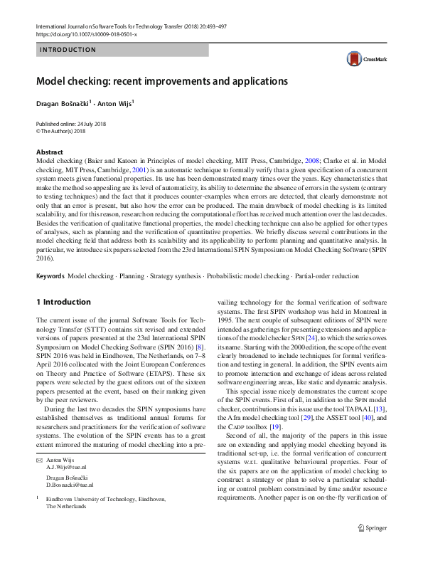 (PDF) Model checking: recent improvements and applications