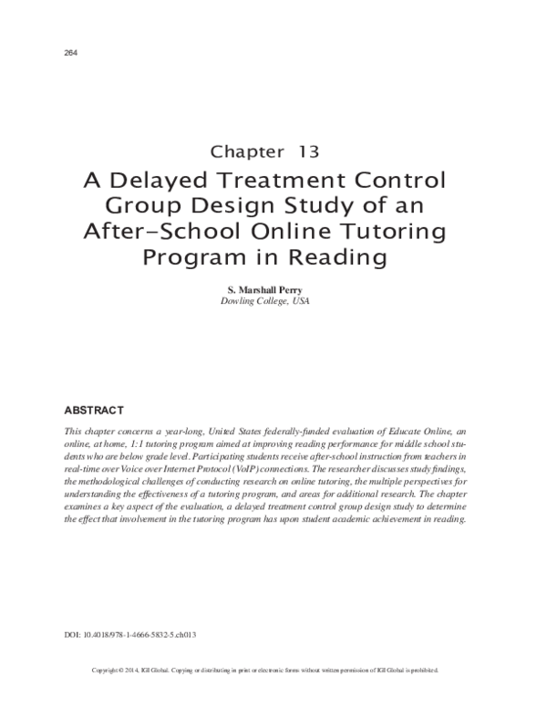 (PDF) A Delayed Treatment Control Group Design Study of an After-School ...