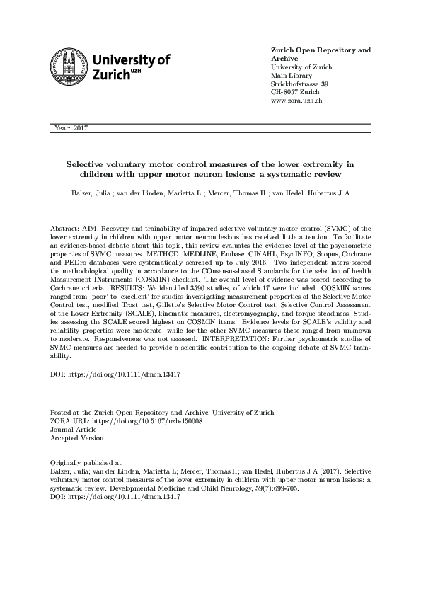 (PDF) Selective voluntary motor control measures of the lower extremity ...