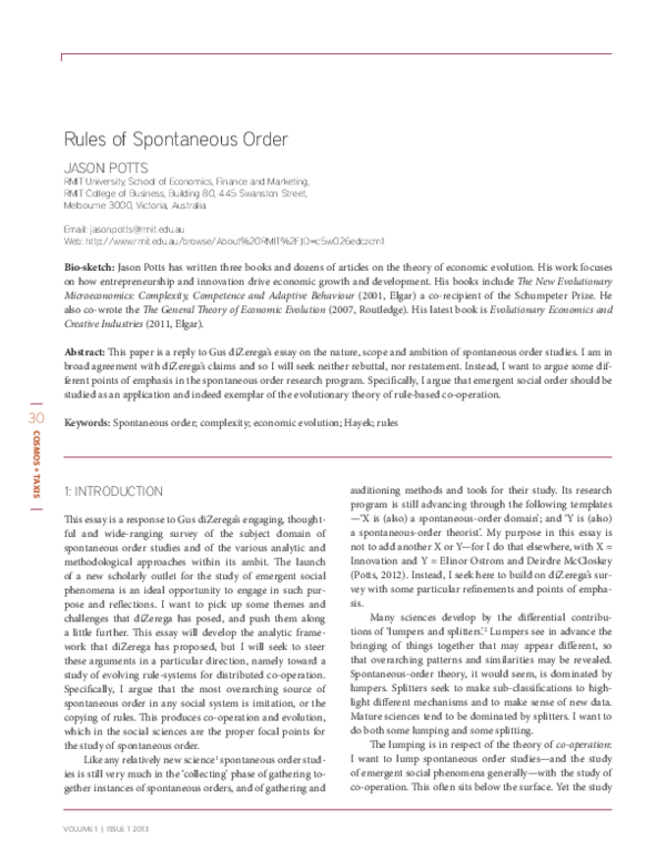 (PDF) Rules of Spontaneous Order