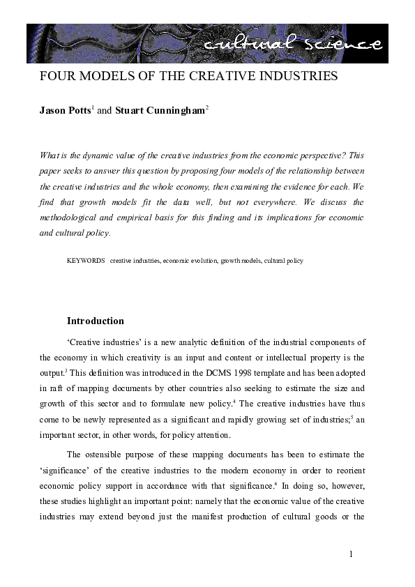 (PDF) Four models of the creative industries
