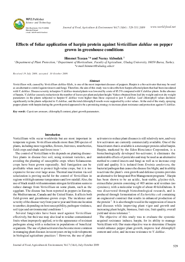 (PDF) Effects of foliar application of harpin protein against ...