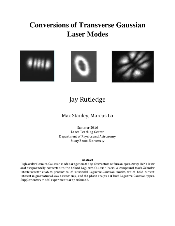 (PDF) Conversions of Transverse Gaussian Laser Modes
