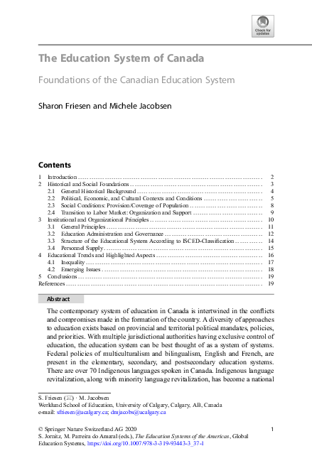 (PDF) The Education System of Canada