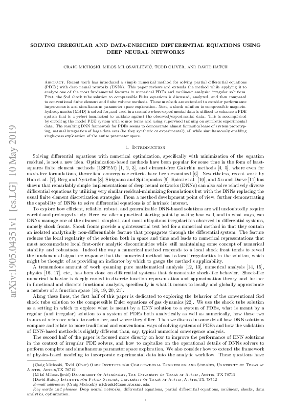 (PDF) Solving Irregular and Data-enriched Differential Equations using Deep Neural Networks