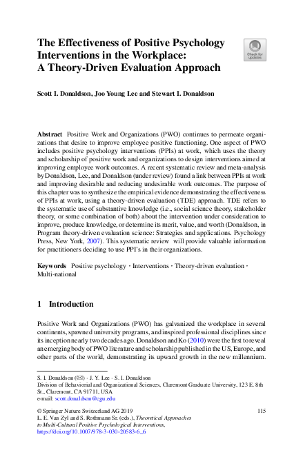 (PDF) The Effectiveness of Positive Psychology Interventions in the ...