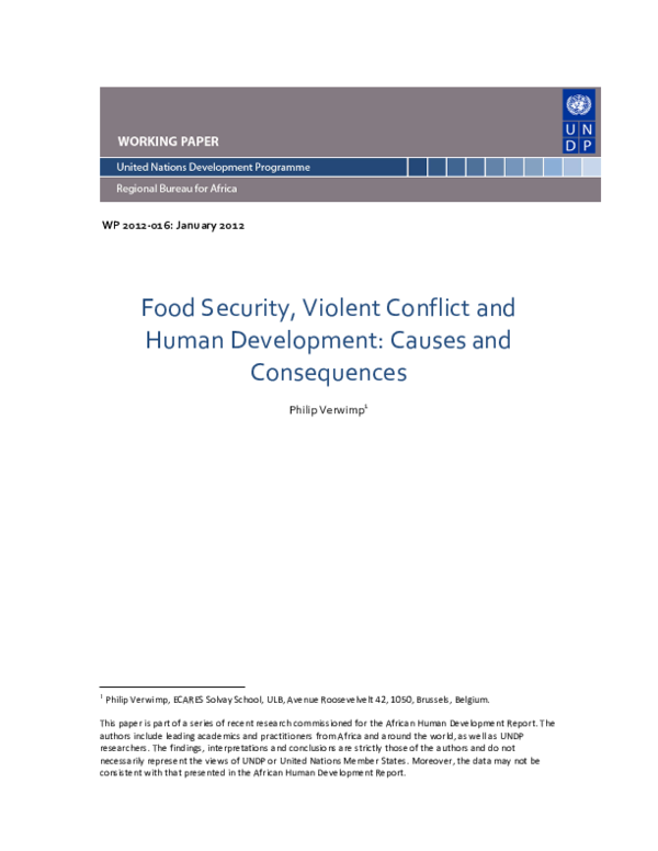 (PDF) Food Security, Violent Conflict and Human Development: Causes and ...