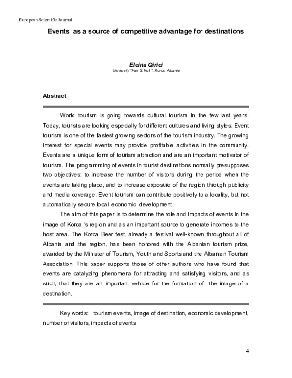 (PDF) Events as a Source of Competitive Advantage for Destinations