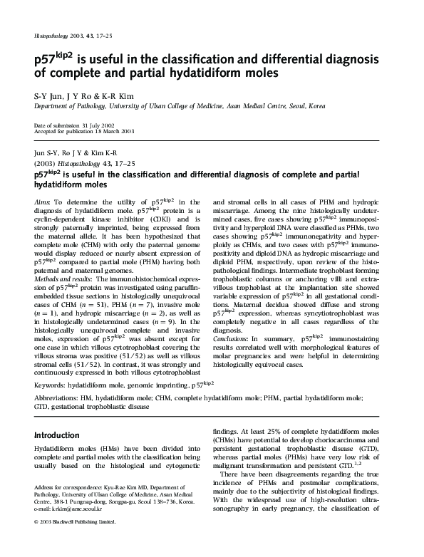 (PDF) P57KIP2 is Useful in the Classification and Differential ...