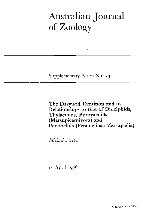 (PDF) The dasyurid dentition and its relationships to that of ...