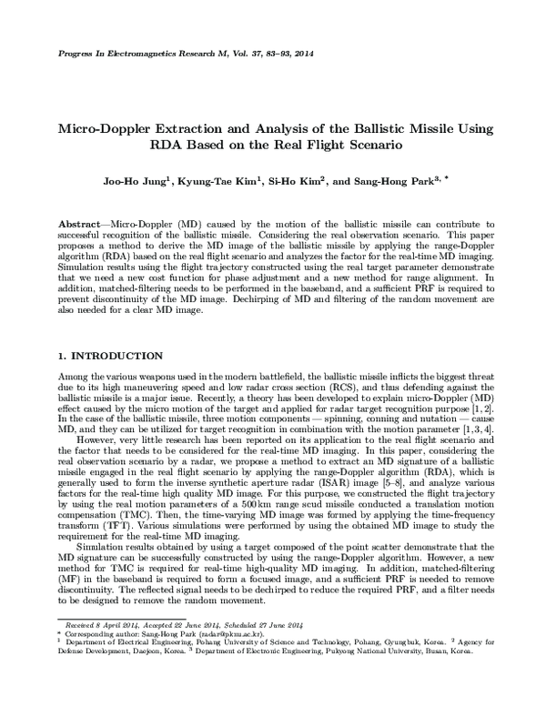 Pdf Micro Doppler Extraction And Analysis Of The Ballistic Missile Using Rda Based On The Real