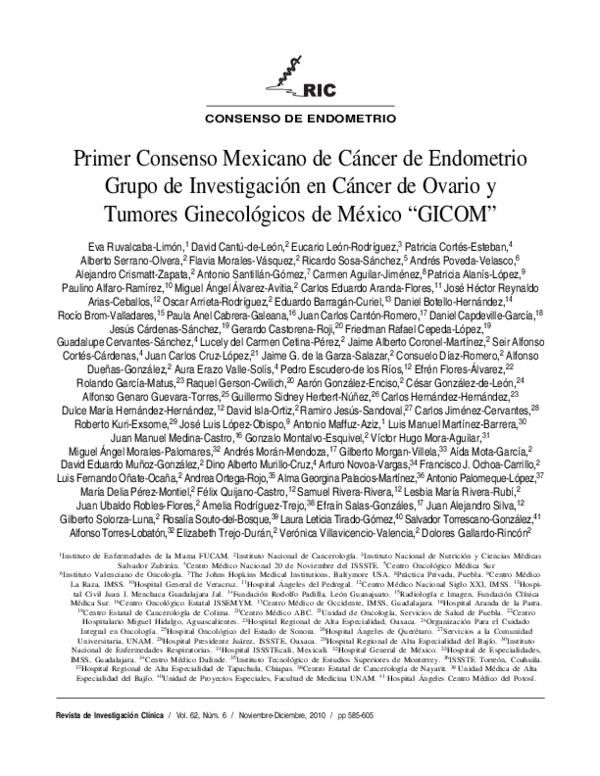 (PDF) Primer Consenso Nacional De Cáncer Epitelial De Ovario Diagnóstico y Tratamiento | Wilmar ...