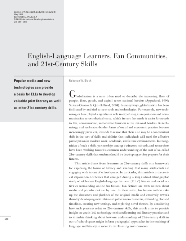 (PDF) English-Language Learners, Fan Communities, and 21st-Century Skills