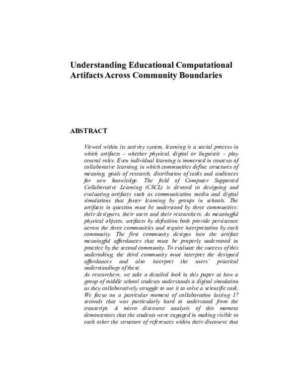 (PDF) Understanding educational computational artifacts across ...