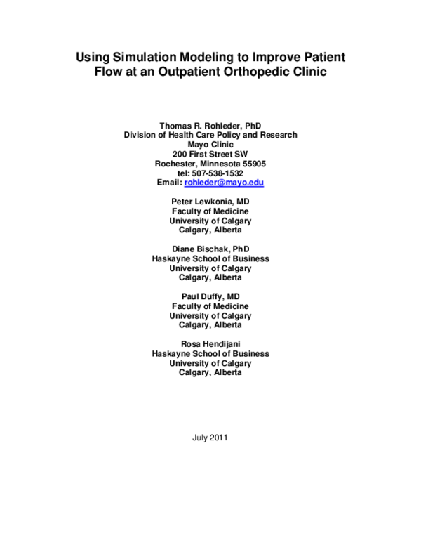 (PDF) Using simulation modeling to improve patient flow at an ...
