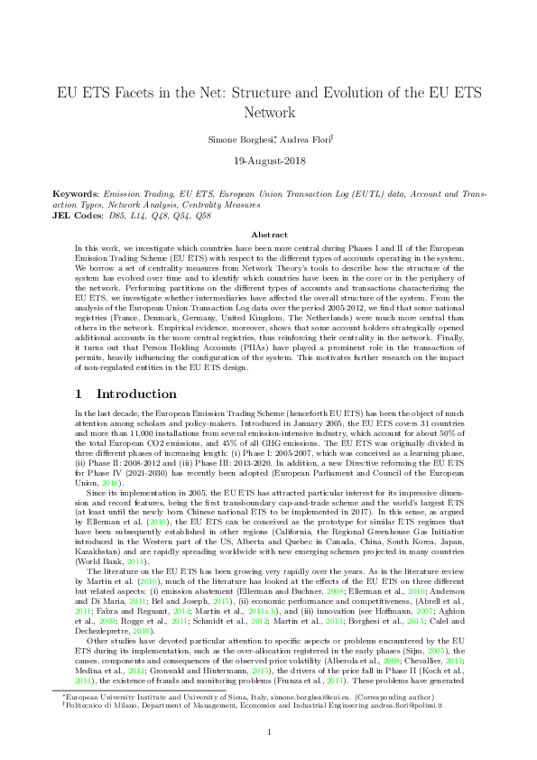 (PDF) EU ETS facets in the net: Structure and evolution of the EU ETS ...