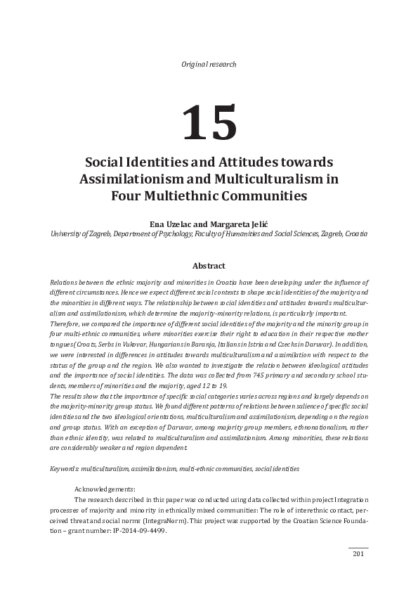 (PDF) Social Identities and Attitudes towards Assimilationism and ...
