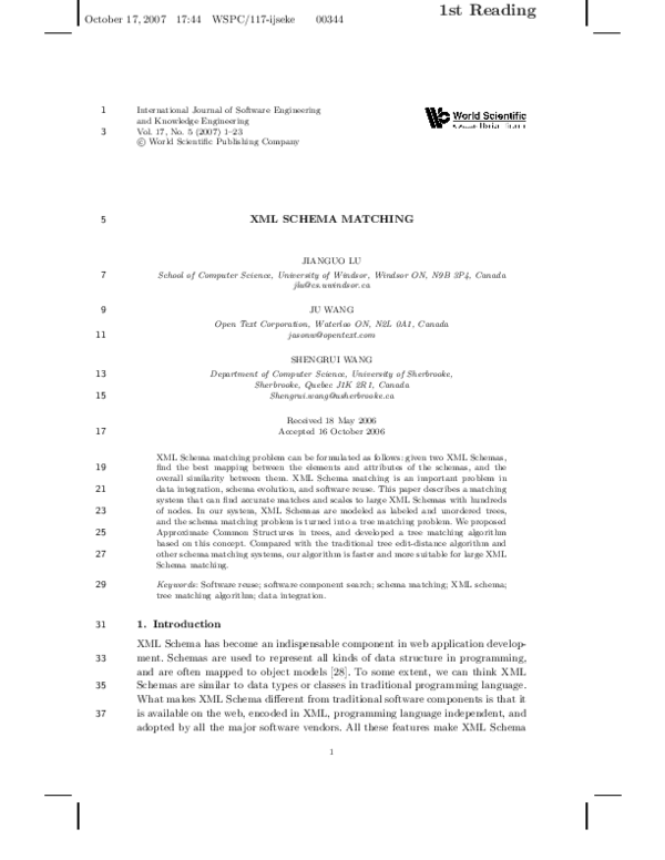 Pdf Xml Schema Matching