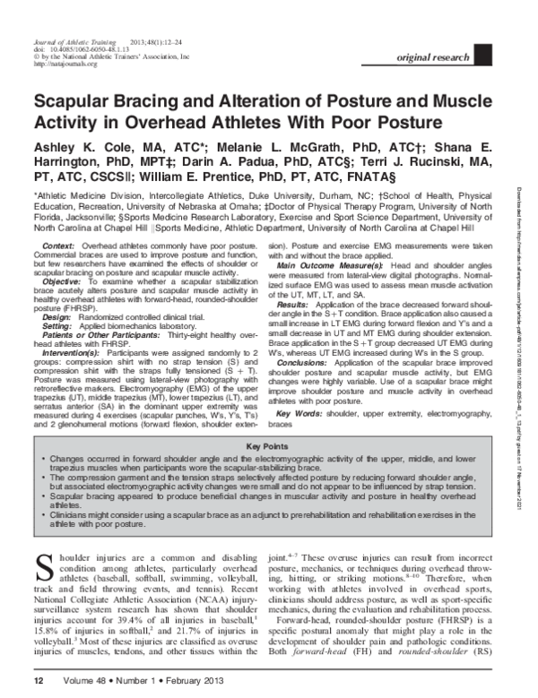 (PDF) Scapular bracing and alteration of posture and muscle activity in ...