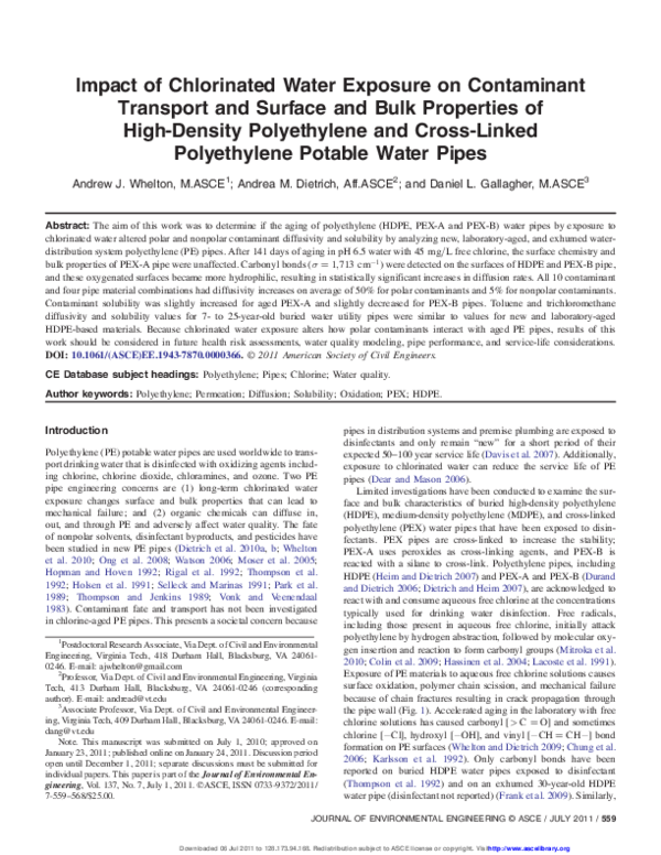 (PDF) Impact of Chlorinated Water Exposure on Contaminant Transport and ...