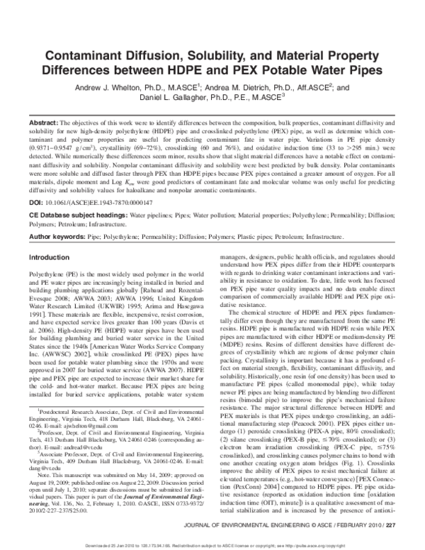 (PDF) Contaminant Diffusion, Solubility, and Material Property ...