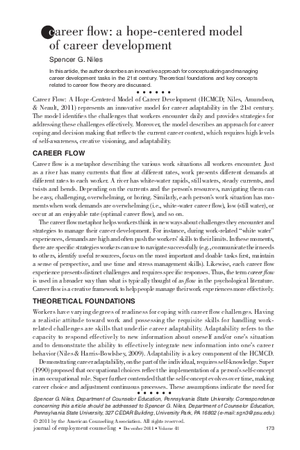 (PDF) Career flow: a hope-centered model of career development