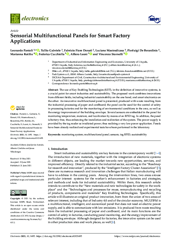 (PDF) Sensorial Multifunctional Panels for Smart Factory Applications
