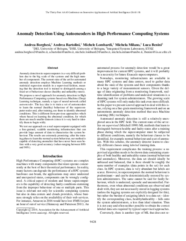 Pdf Anomaly Detection Using Autoencoders In High Performance Computing Systems