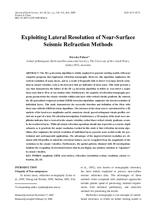 (PDF) Exploiting lateral resolution of near-surface seismic refraction ...