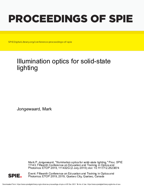 (PDF) Illumination optics for solid-state lighting