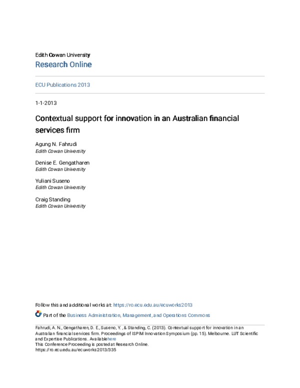 (PDF) Contextual support for innovation in an Australian financial ...