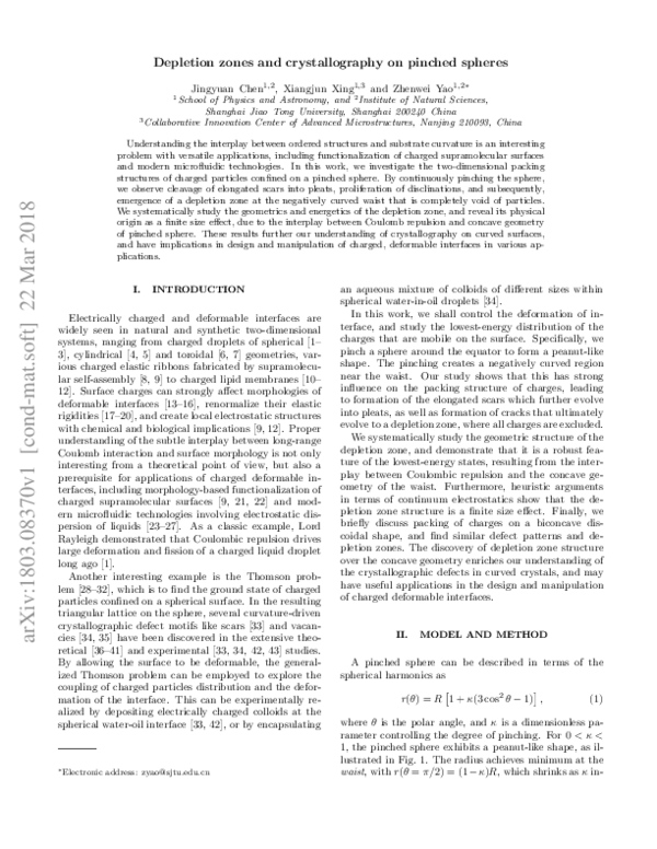 (PDF) Depletion zones and crystallography on pinched spheres