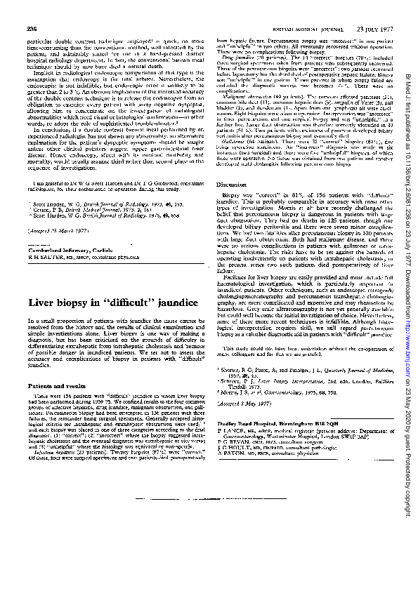 (PDF) Liver Biopsy In" Difficult" Jaundice