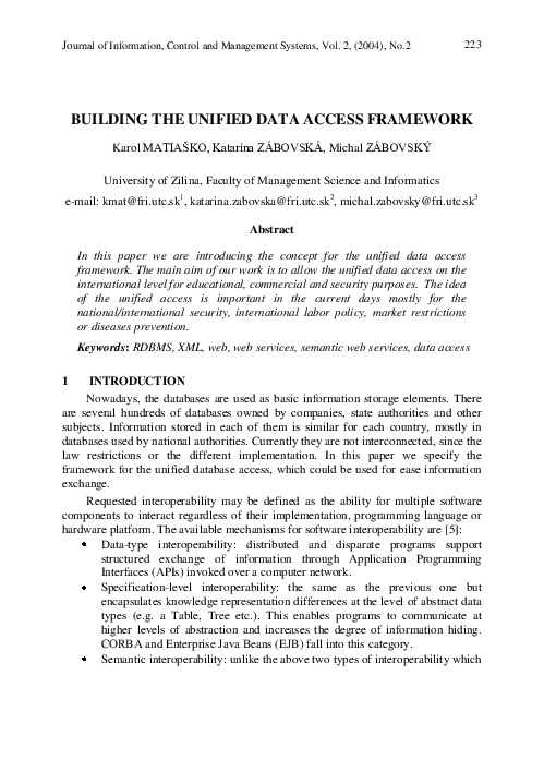 (PDF) Building the Unified Data Access Framework