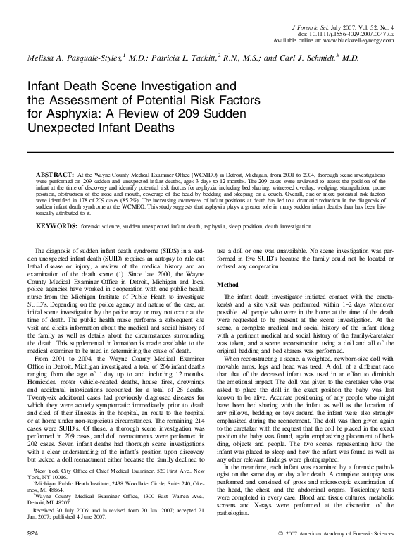 (PDF) Infant Death Scene Investigation and the Assessment of Potential ...