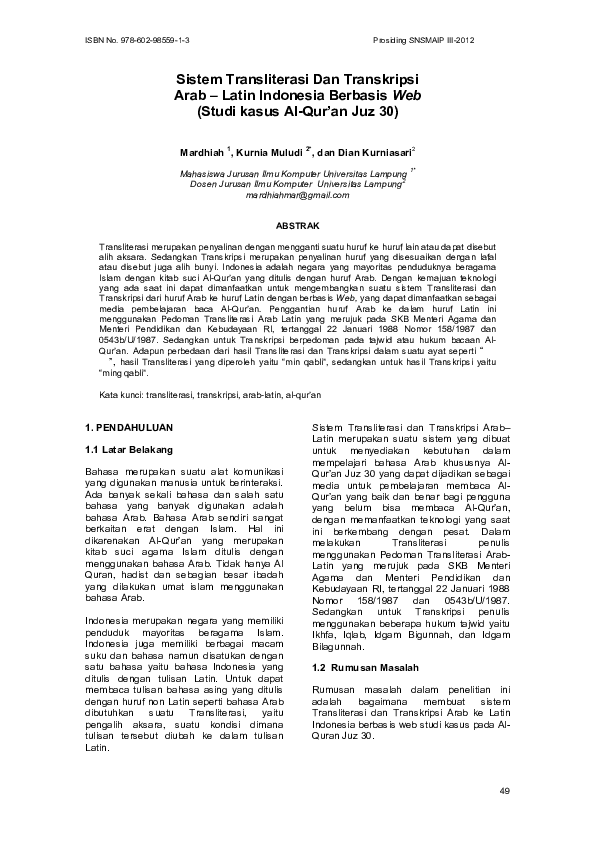 (PDF) Sistem transliterasi dan transkripsi Arab-latin Indonesia ...