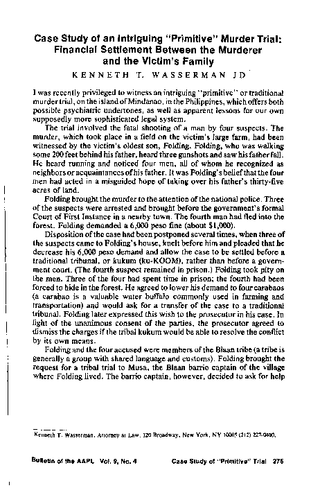 (PDF) Case Study of an Intriguing “Primitive” Murder Trial: Financial ...