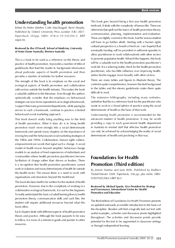 (PDF) Understanding health promotion