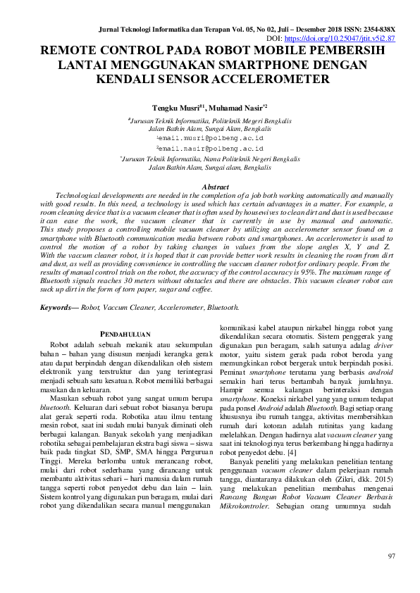 (PDF) Remote Control Pada Robot Mobile Pembersih Lantai Menggunakan ...