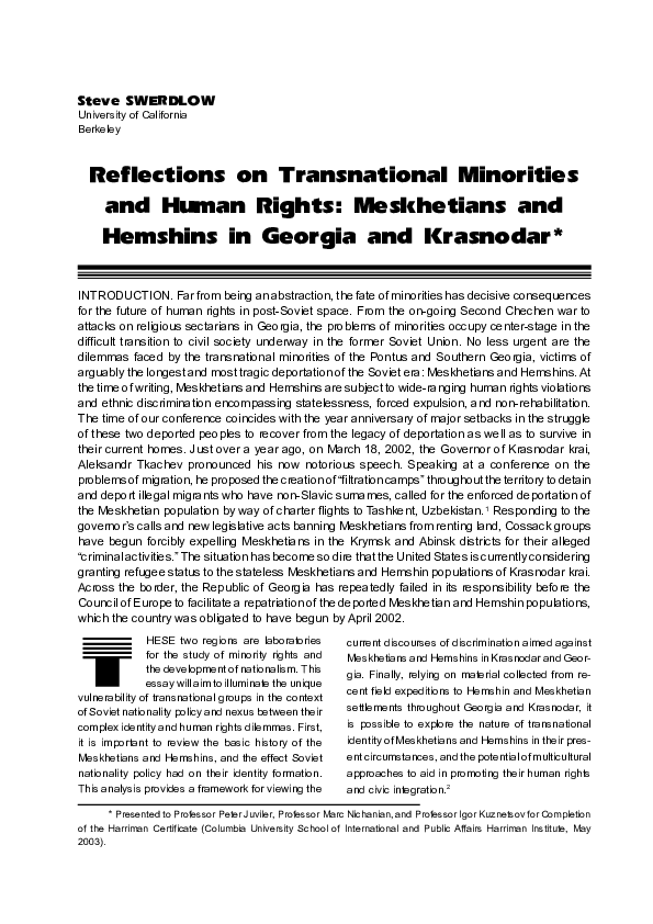 (PDF) Reflections în Transnational Minorities ànd Human Rights ...