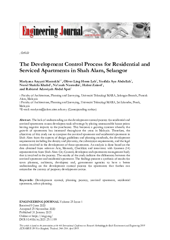 (PDF) The Development Control Process for Residential and Serviced ...