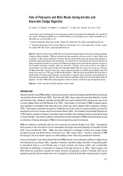 (PDF) Fate of Polycyclic and Nitro Musks during Aerobic and anaerobic ...