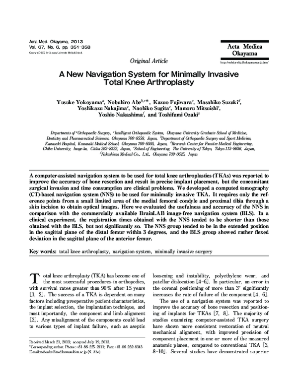 (PDF) A new navigation system for minimally invasive total knee ...