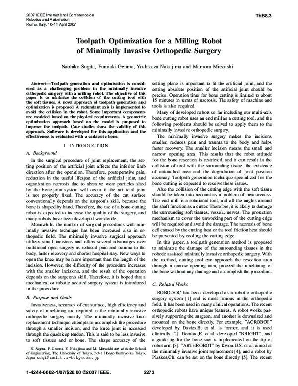 (PDF) Toolpath Optimization for a Milling Robot of Minimally Invasive ...