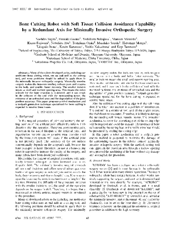 (PDF) Bone Cutting Robot with Soft Tissue Collision Avoidance ...