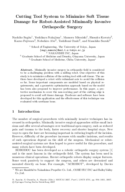 (PDF) Cutting tool system to minimize soft tissue damage for robot ...