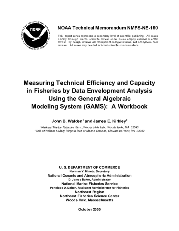 (PDF) Measuring Technical Efficiency and Capacity in Fisheries by Data Envelopment Analysis ...